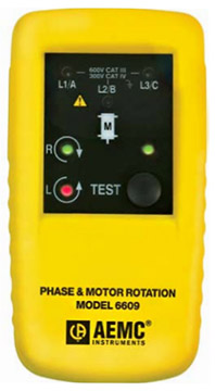 AEMC 6609 Phase & Motor Rotation Meter | Phase Rotation Testers ...