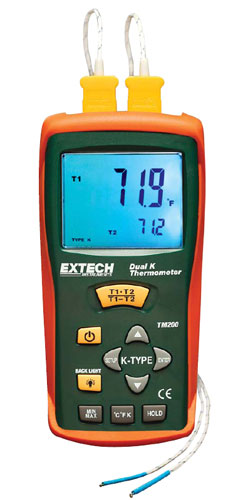Extech TM200 Dual Input Type K Thermometer | Precision Thermometers ...